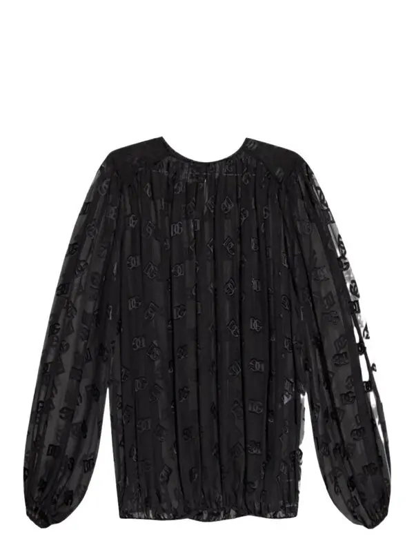 Dolce & Gabbana Logo Jacquard Semi-sheer Blouse - Black