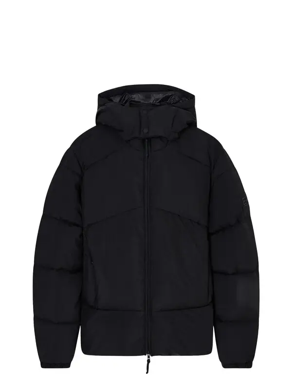 EA7 Hooded Cotton Jacket With Zip-up Closure - Black