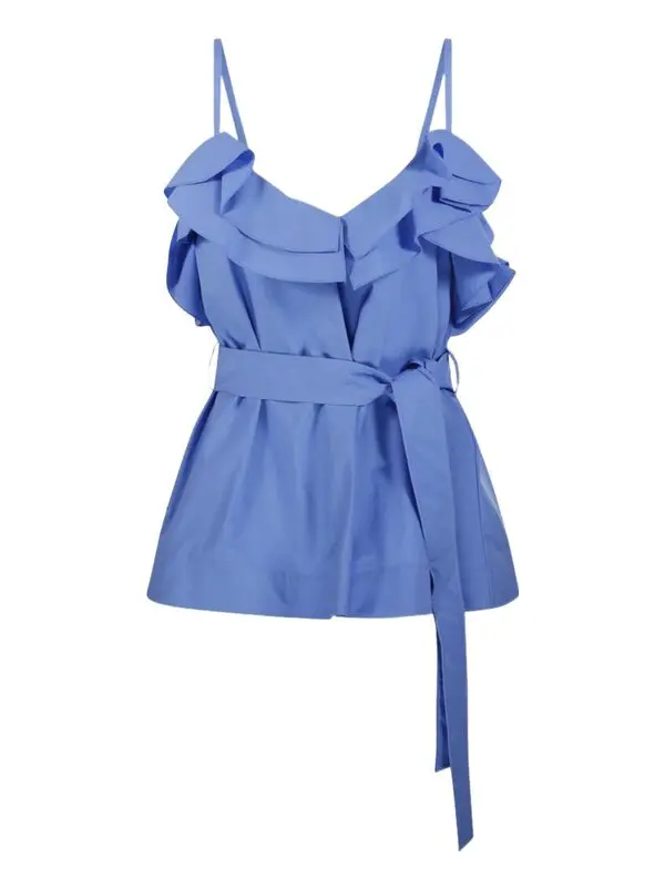 P.a.r.o.s.h Ruffled Belted Top - Blue
