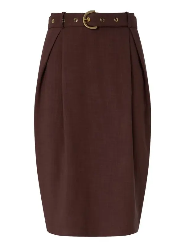 Pinko Belted Pleated Skirt - Red