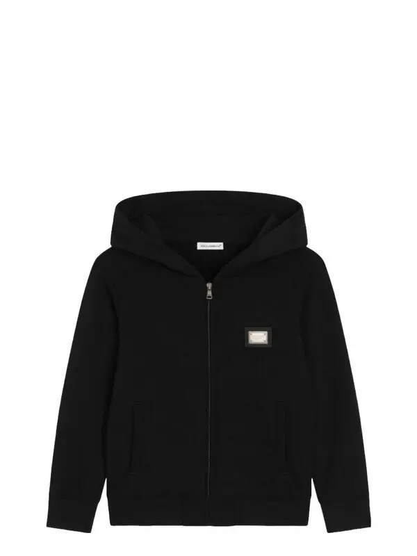 Dolce & Gabbana Zip-up Hoodie With Logo Detail - Black