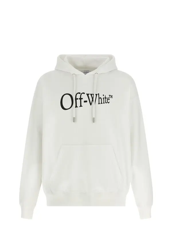 Off-White Logo Print Drawstring Hoodie - White