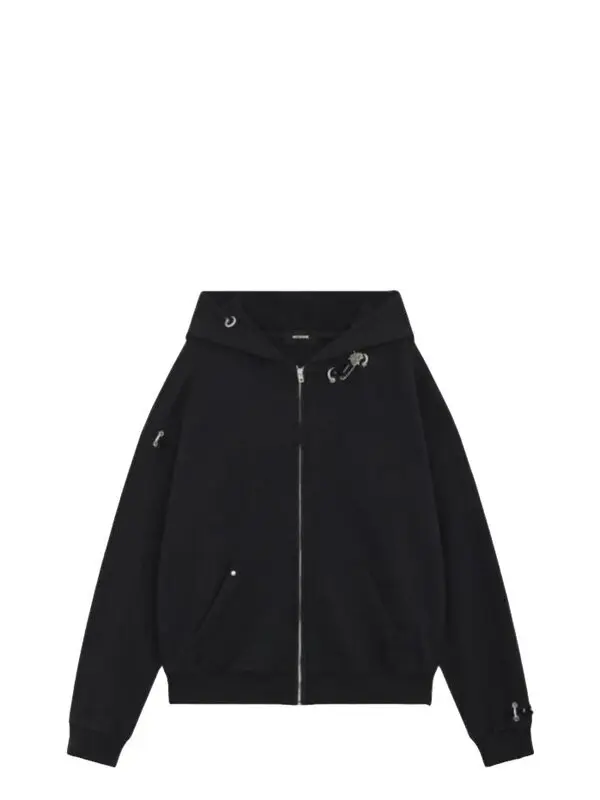 We11Done Rose Piercing Zip-up Hoodie - Black