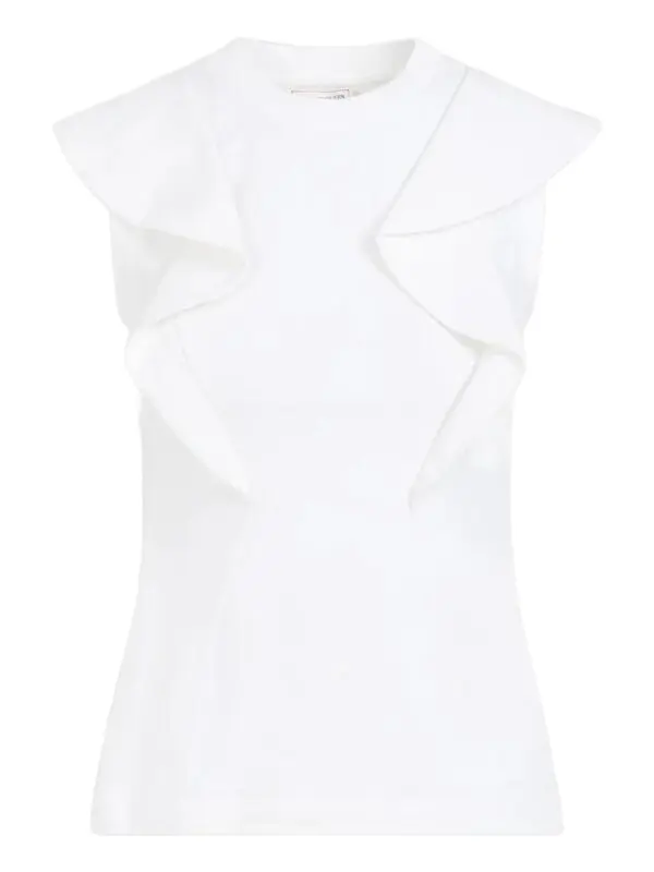 Alexander McQueen Sleeveless Frill Detail Top - White