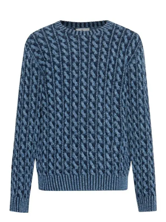 Etro Cable Knitted Crewneck Jumper - Navy Blue