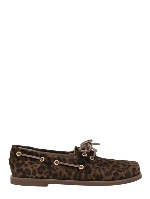 GIANVITO ROSSI Vandee Leopard Print Suede Loafers - Brown