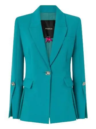 Pinko Single-breasted Jacket With Notched Lapel And Button Detail - Green