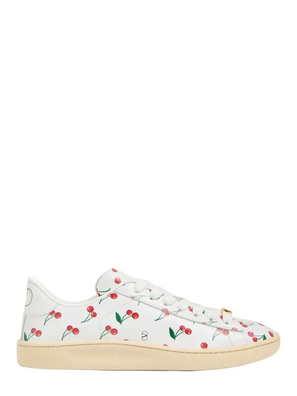 Valentino Garavani Royco Cherry Print Lace-up Sneakers - White