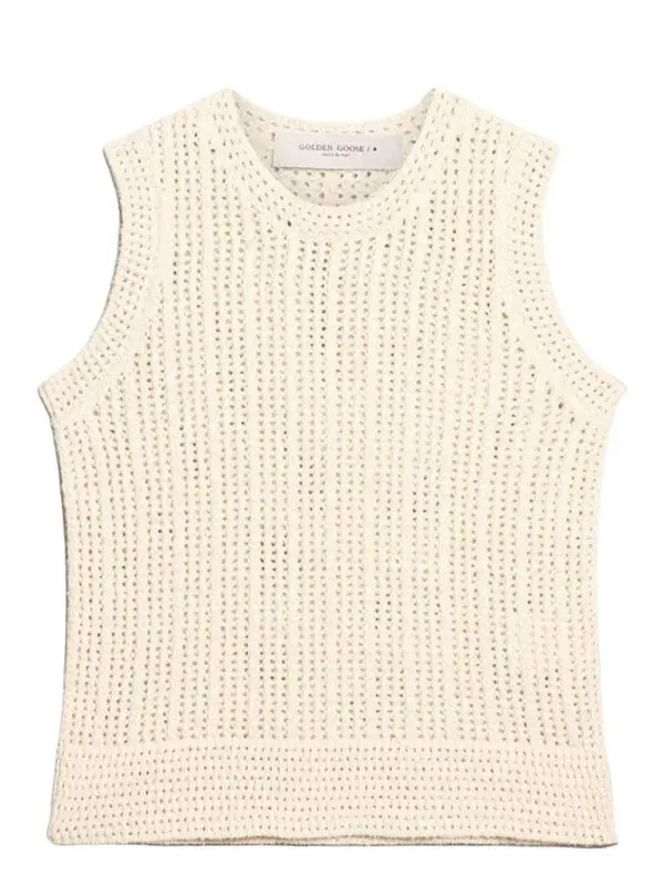 GOLDEN GOOSE Chunky Knitted Crewneck Vest - Nude