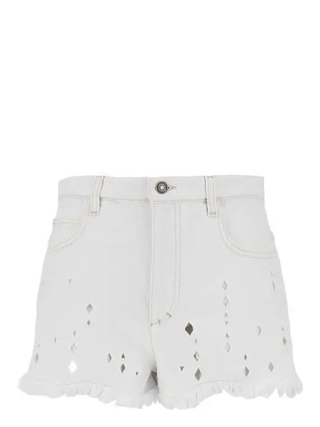Isabel Marant Étoile Fringed Trim Shorts - White