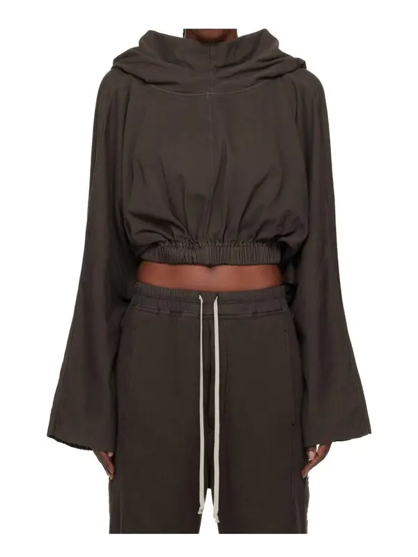 Rick Owens Cropped Hoodie - Dark Gray