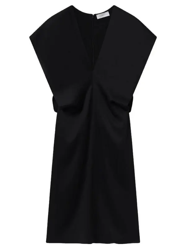 Stella McCartney Deep V-neck Cap Sleeve Midi Dress - Black