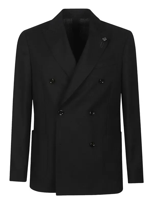 LARDINI Double-breasted Jacket - Black