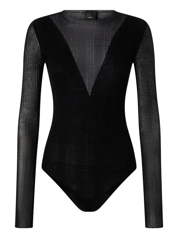 Pinko Sheer Detail Bodysuit - Black