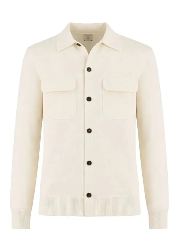Eleventy Buttoned Shirt-style Knitted Jacket - White