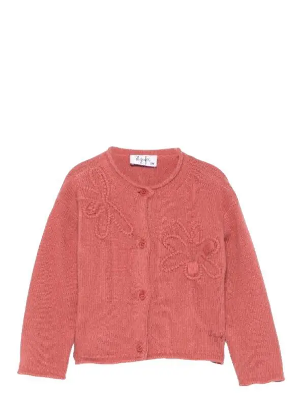 IL GUFO Floral Embroidered Cardigan - Red
