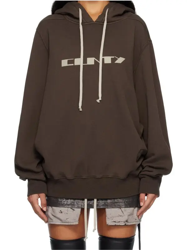 Rick Owens Oversized Hooded Sweatshirt - Brown