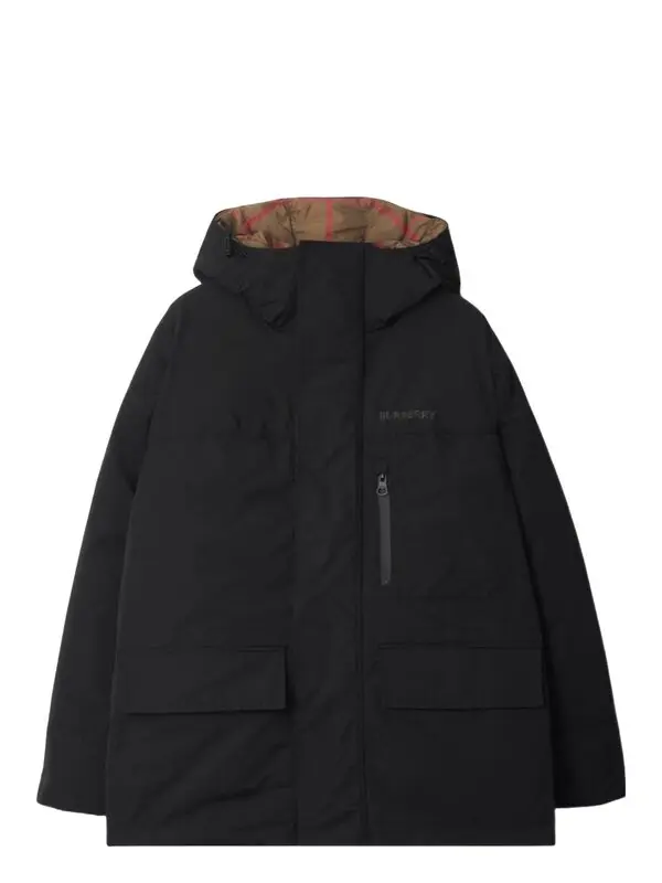 Burberry Hooded Snow Coat With Plaid Lining - Black