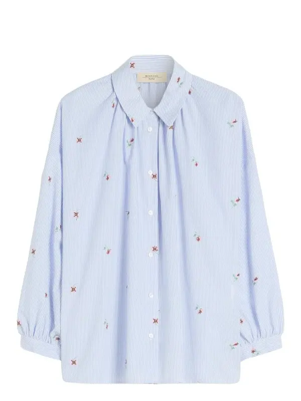 Max Mara Embroidered Striped Shirt - Blue