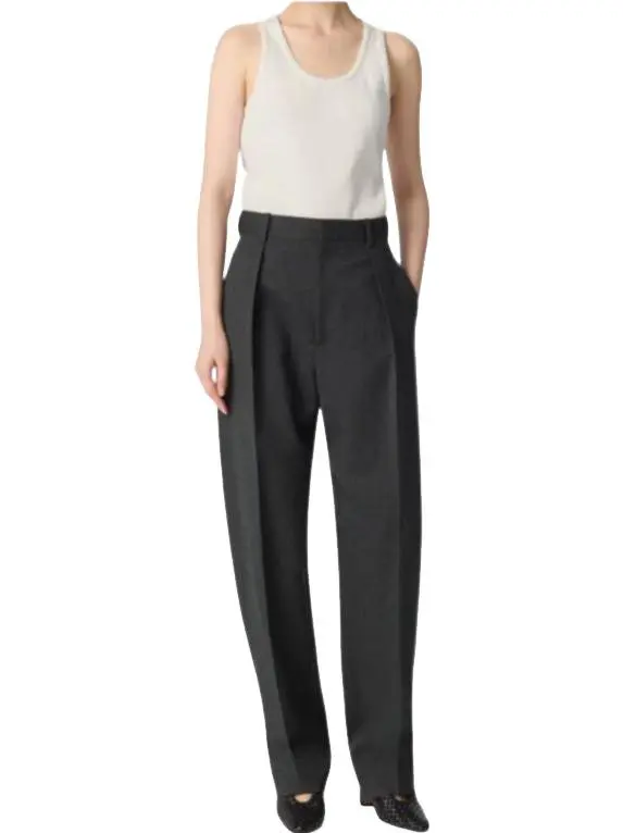 Bottega Veneta Twill Pleated Pants - Black/charcoal Gray