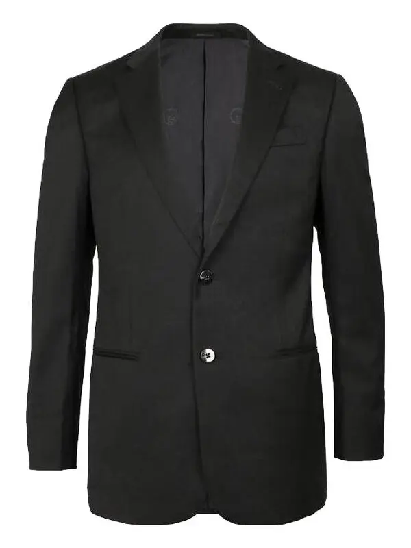 Emporio Armani Single-breasted Logo Suit Jacket - Black