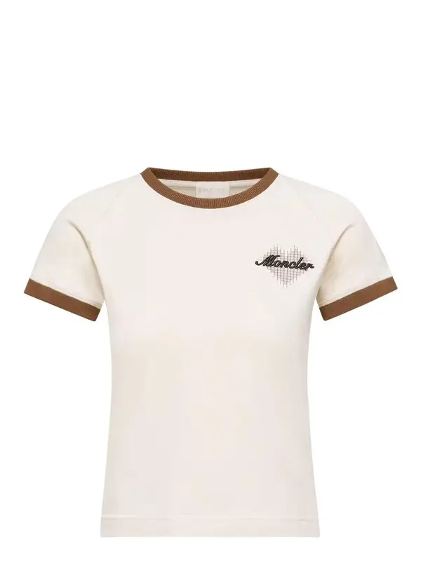 Moncler Logo Embroidered Crewneck T-shirt - Beige