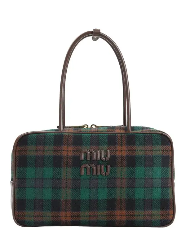 Miu Miu Beau Tartan Top-handle Bag - Black