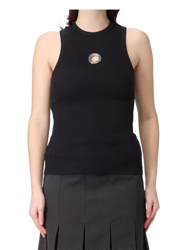 Rabanne Ribbed Sleeveless Vest With Metal Detail - Black