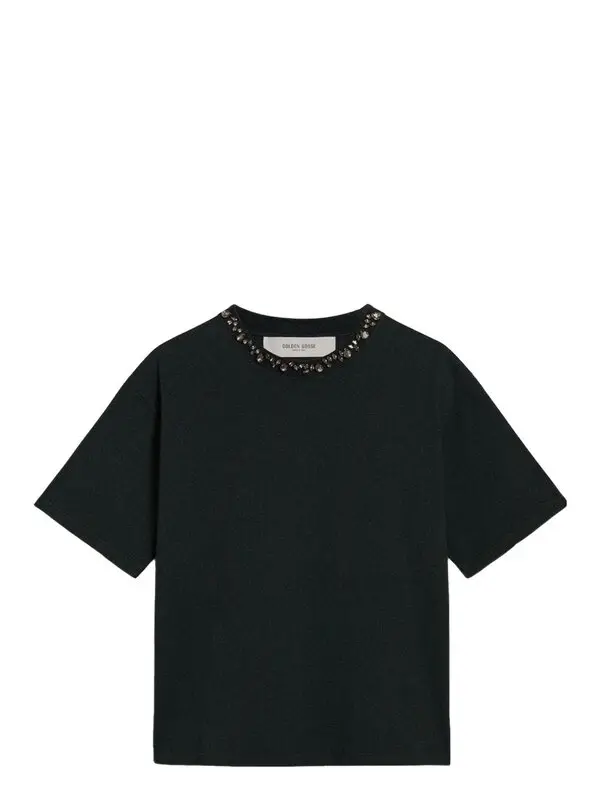GOLDEN GOOSE Embellished Neck T-shirt - Black