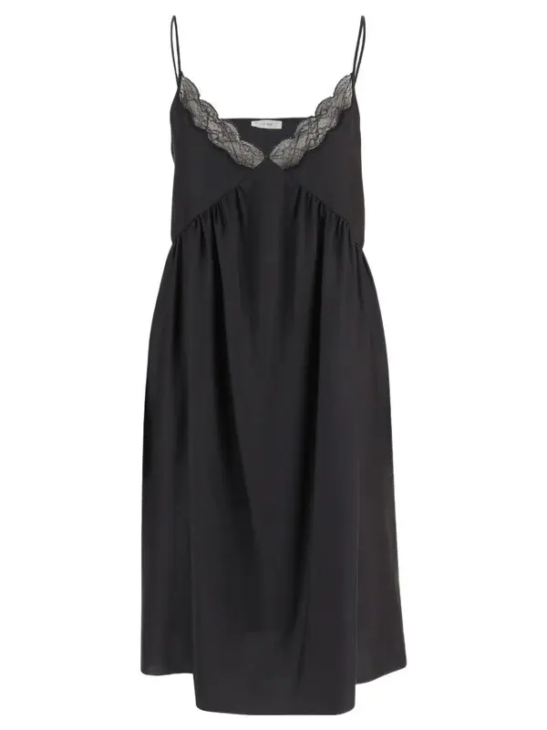 THE ROW Lace Trim Slip Dress - Black