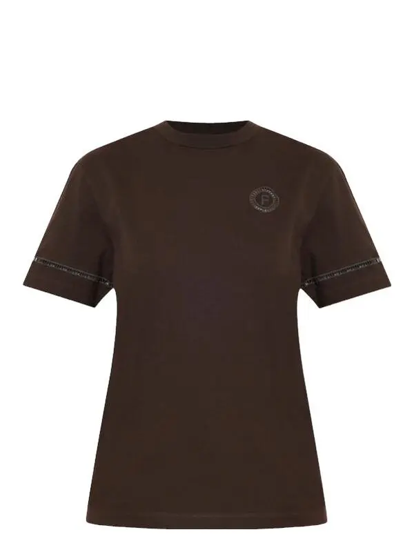 FERRAGAMO Embellished Crewneck T-shirt - Brown