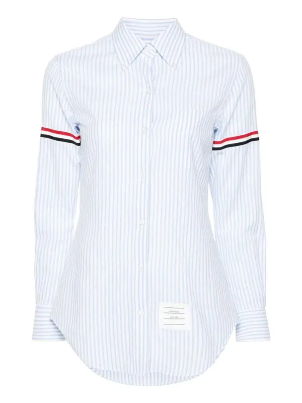Thom Browne Long-sleeved Striped Shirt - Light Blue