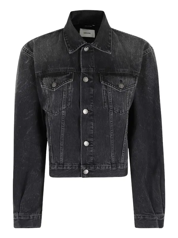 HAIKURE Long-sleeved Denim Jacket - Black