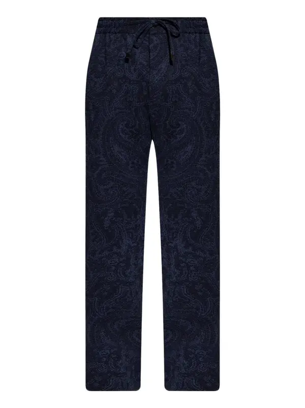 Etro Paisley Pattern Jacquard Tapered Leg Trousers - Black