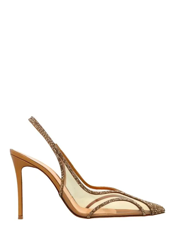 GIANVITO ROSSI Brenda Embellished Slingback Pumps - Brown