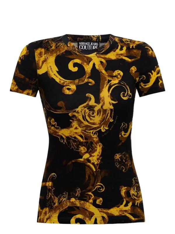 Versace Watercolour Print Crewneck T-shirt - Black