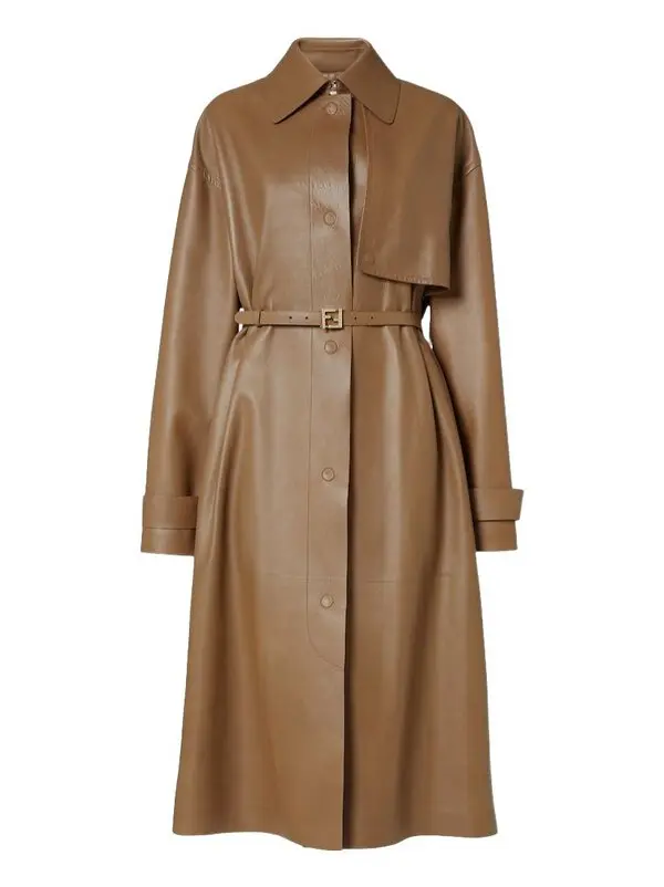 Fendi Belted Midi Trench Coat - Brown