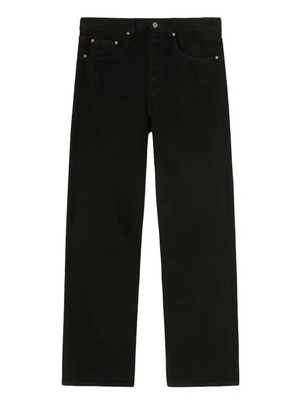 Palm Angels Logo Embroidered Straight Leg Jeans - Black