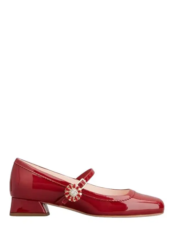 ROGER VIVIER Très Vivier Patent Leather Mary Janes - Red