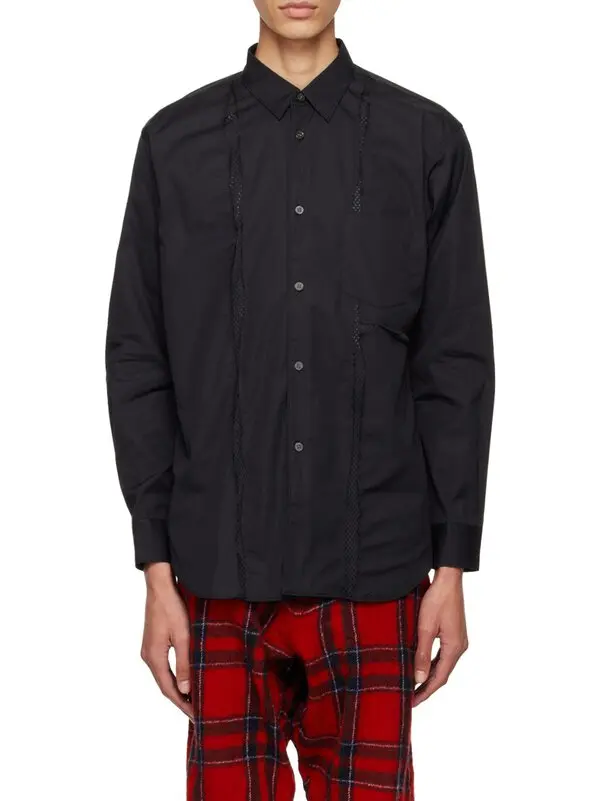 Comme Des Garçons Long-sleeved Buttoned Shirt - Black