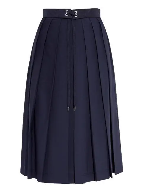 Moncler Logo Patch Pleated Midi Skirt - Navy Blue