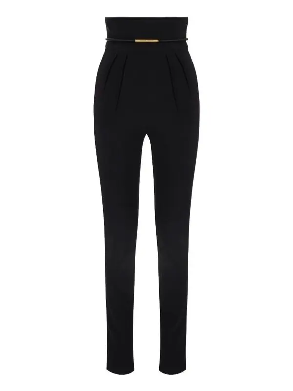 Elisabetta Franchi Belt Detailed Slim Fit Trousers - Black