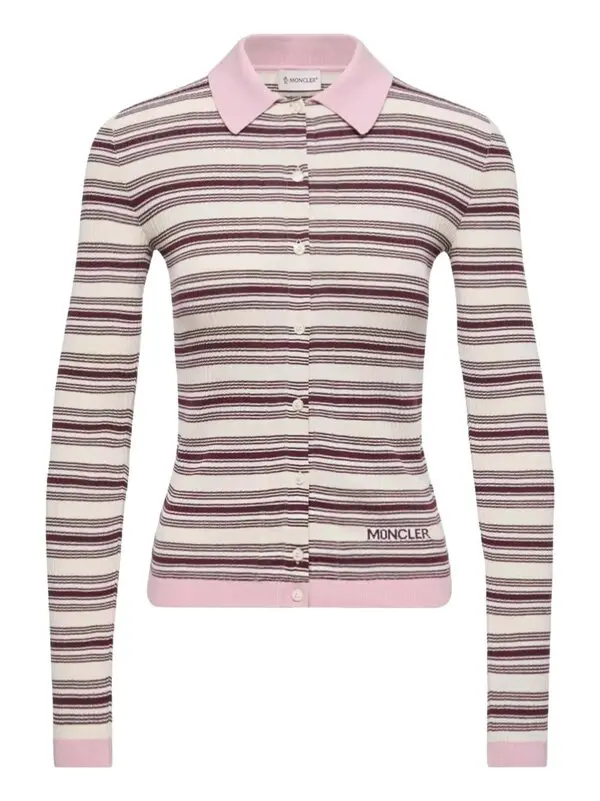 Moncler Striped Long-sleeve Knitted Polo Top - Multicolor