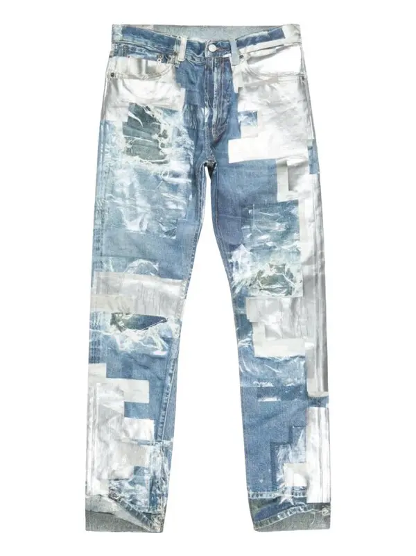 Acne Studios Coated Patchwork Jeans - Blue