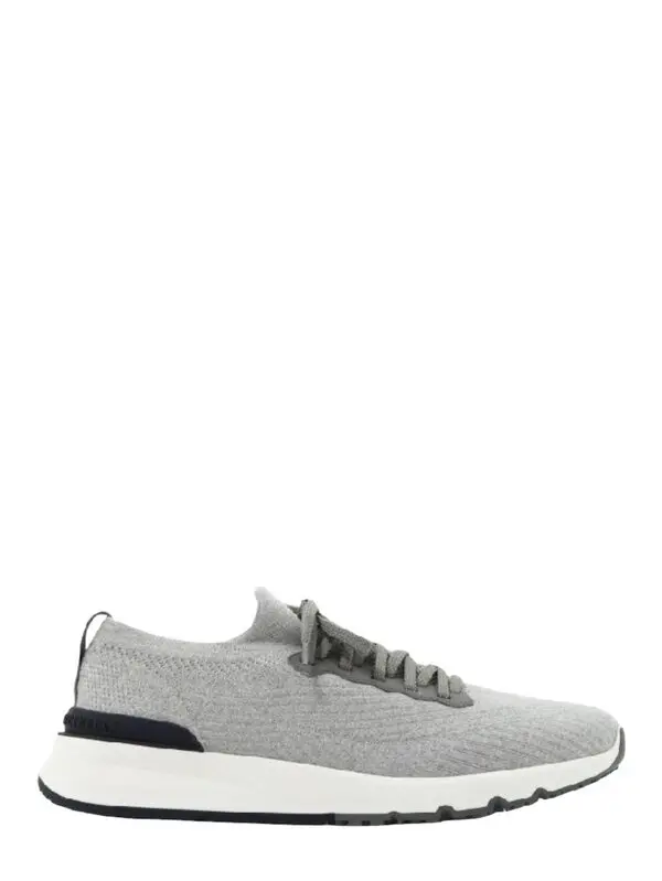 Brunello Cucinelli Knitted Lace-up Sneakers - Gray