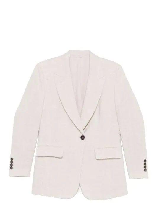 Brunello Cucinelli Lurex Buttoned Blazer - Light Beige