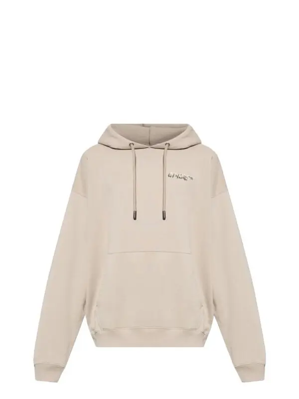 Off-White Logo Embroidered Drawstring Hoodie - Nude