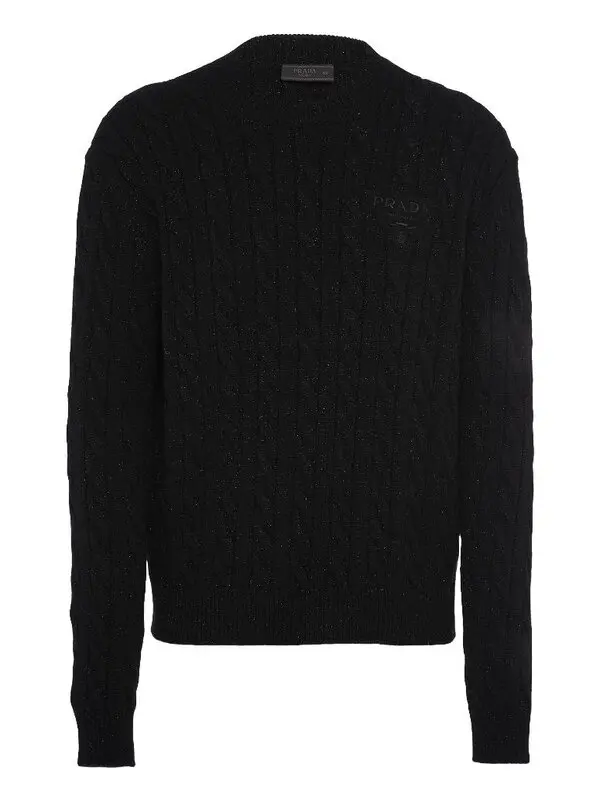 Prada Cable-knit Crewneck Sweater - Black