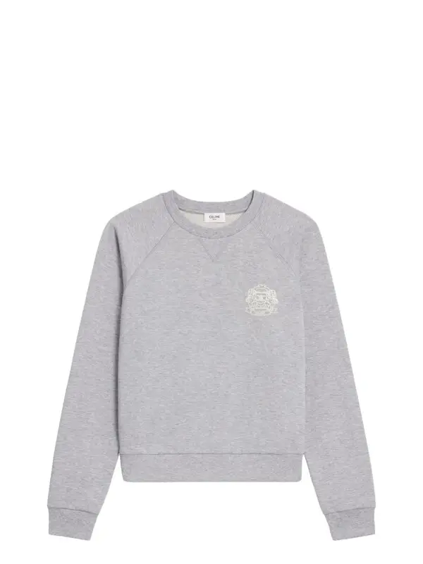 Celine Blason Sweatshirt In Cashmere Cotton - Gray Mixed/cream
