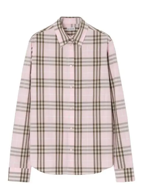 Burberry Long Sleeve Checked Shirt - Mallow Powder
